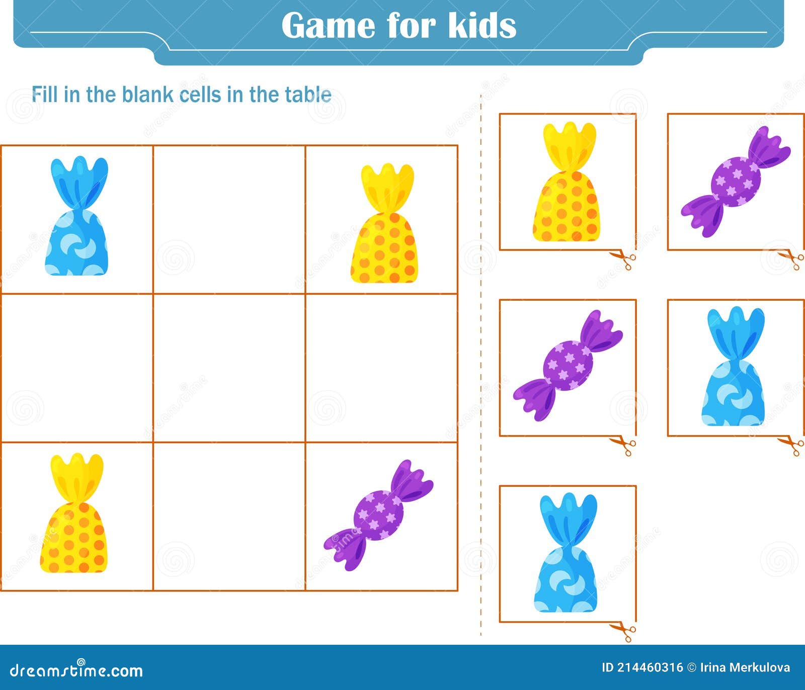 Logic Game for Children. Fill in the Blank Stock Vector - Illustration ...
