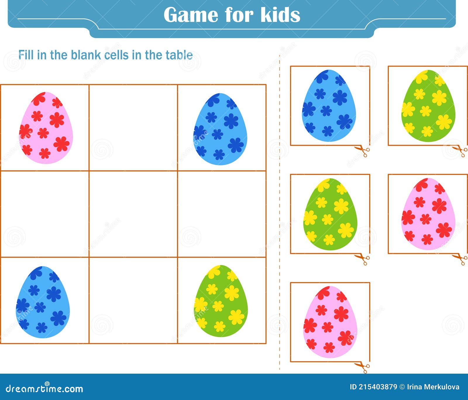 Logic Game For Children. Fill In The Blank Cells In The Table So That ...