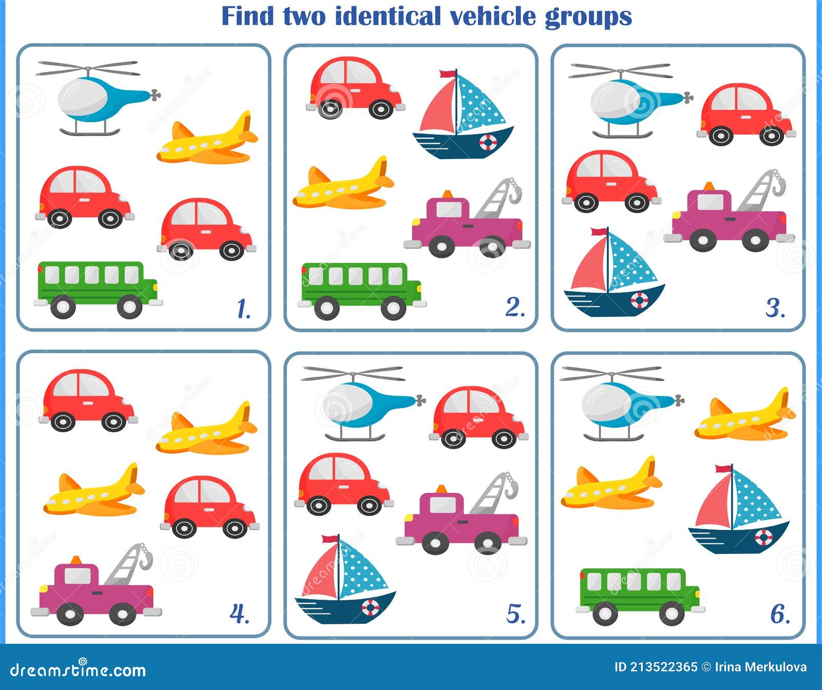 Logic Game for Children. Find the Same Groups Stock Vector ...