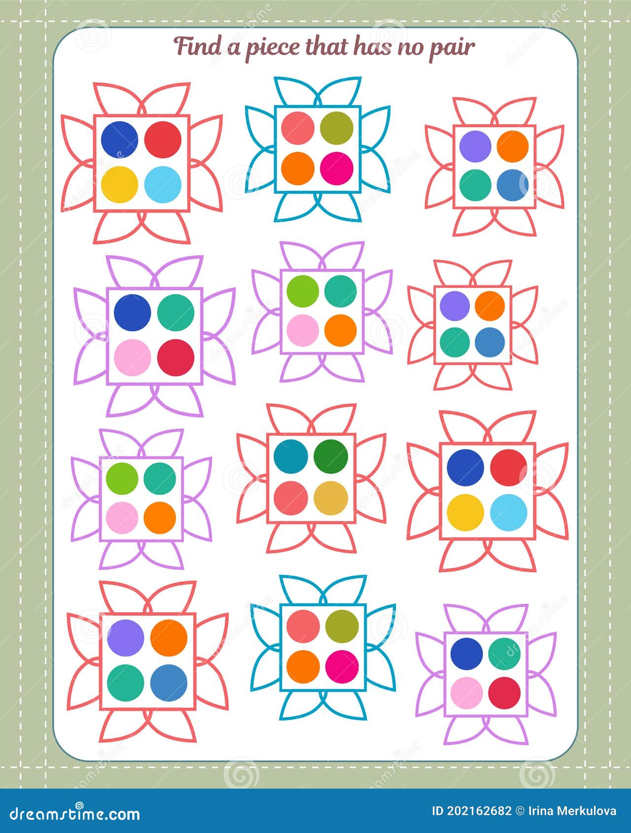 Logic Game for Children. Find Which Shape is Unpaired Stock Vector ...