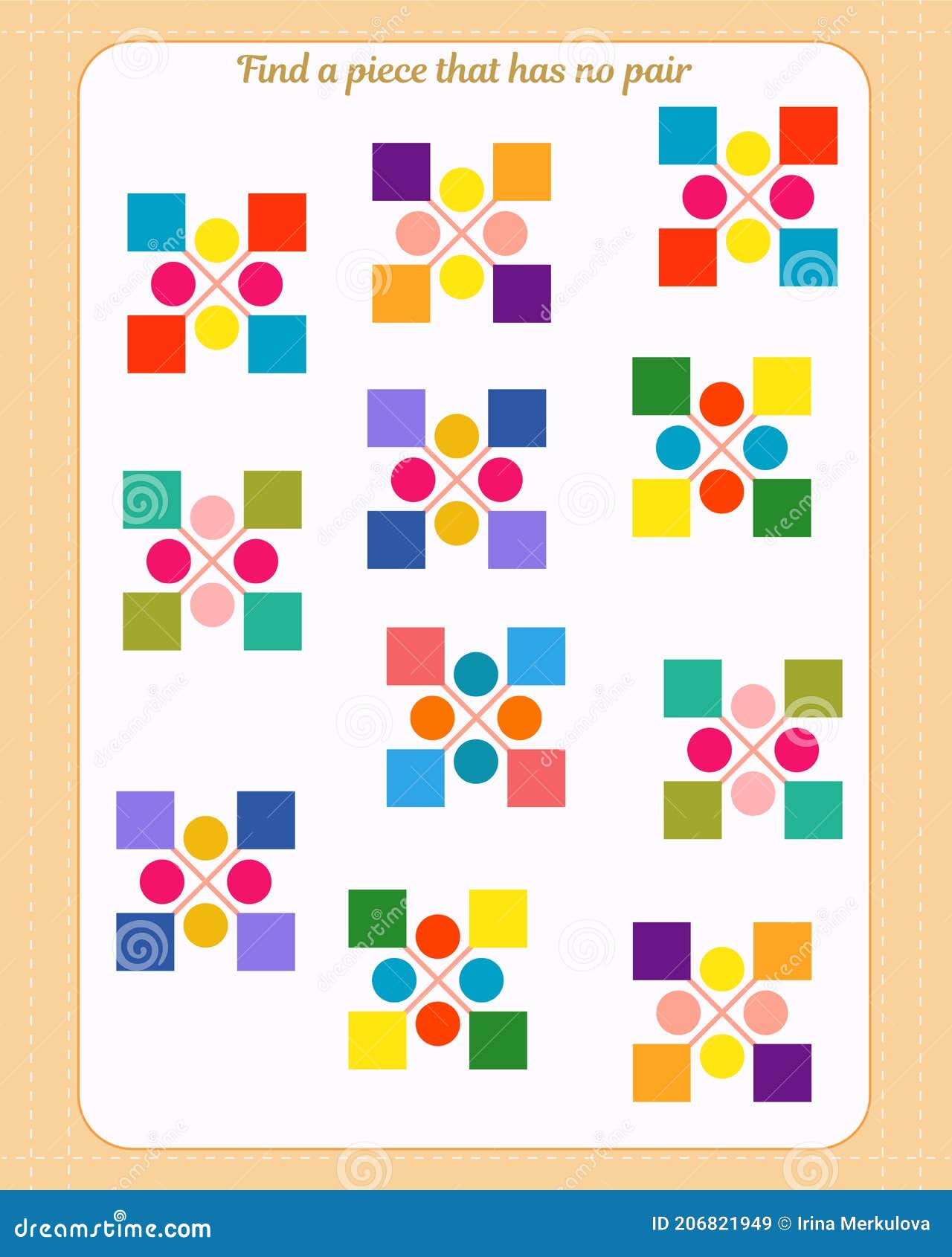 Logic Game for Children. Find Which Shape is Unpaired Stock Vector ...