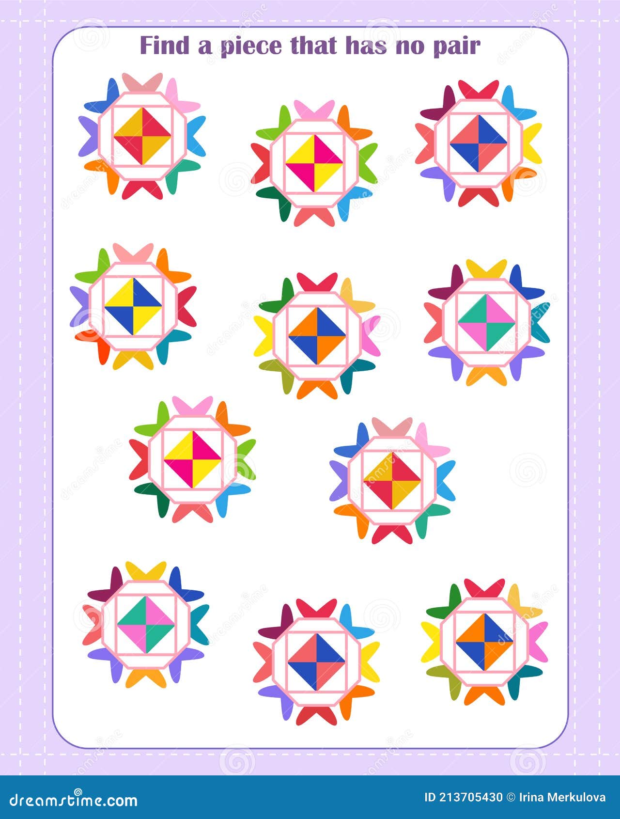 Logic Game for Children. Find Which Shape is Unpaired Stock Vector ...