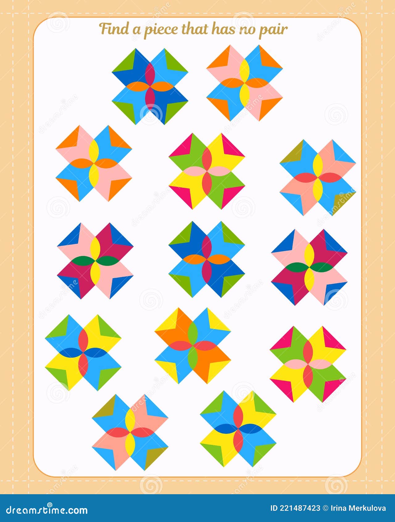 Logic Game For Children. Find Which Shape Is Unpaired. Development Of ...
