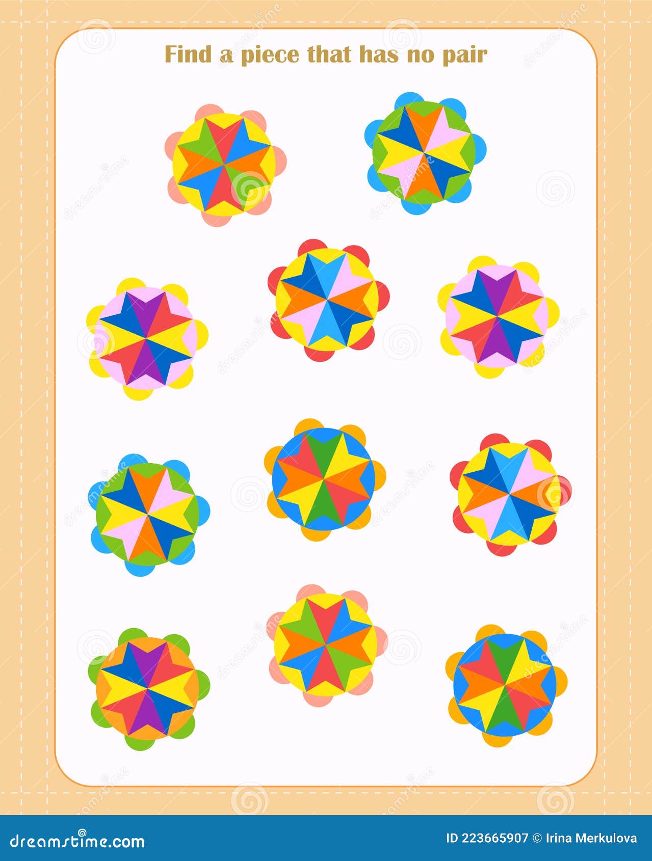 Logic Game for Children. Find Which Shape is Unpaired Stock Vector ...