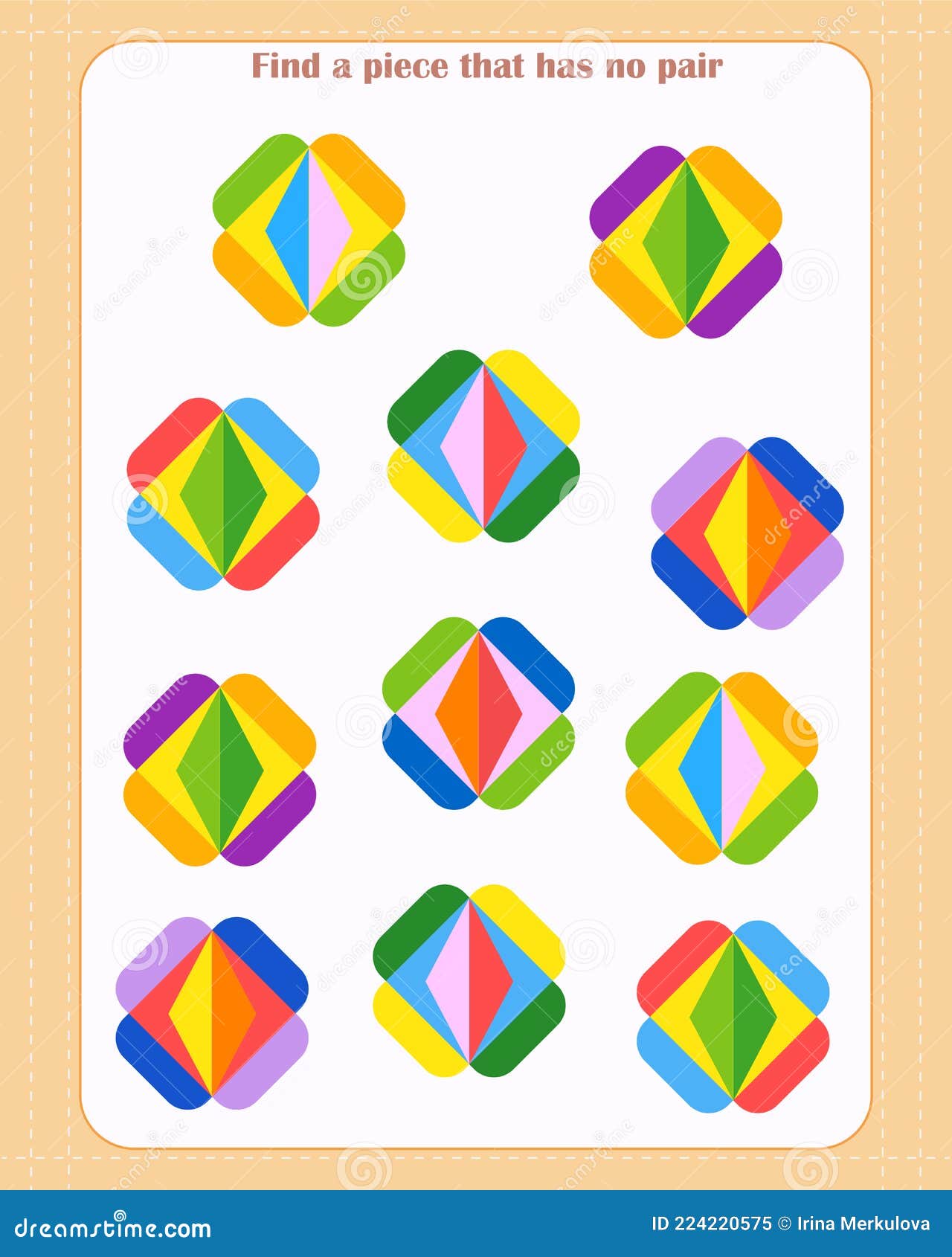 Logic Game For Children. Find Which Shape Is Unpaired. Development Of ...