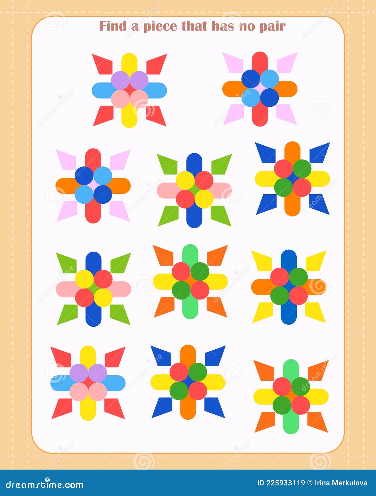 Logic Game for Children. Find Which Shape is Unpaired Stock Vector ...