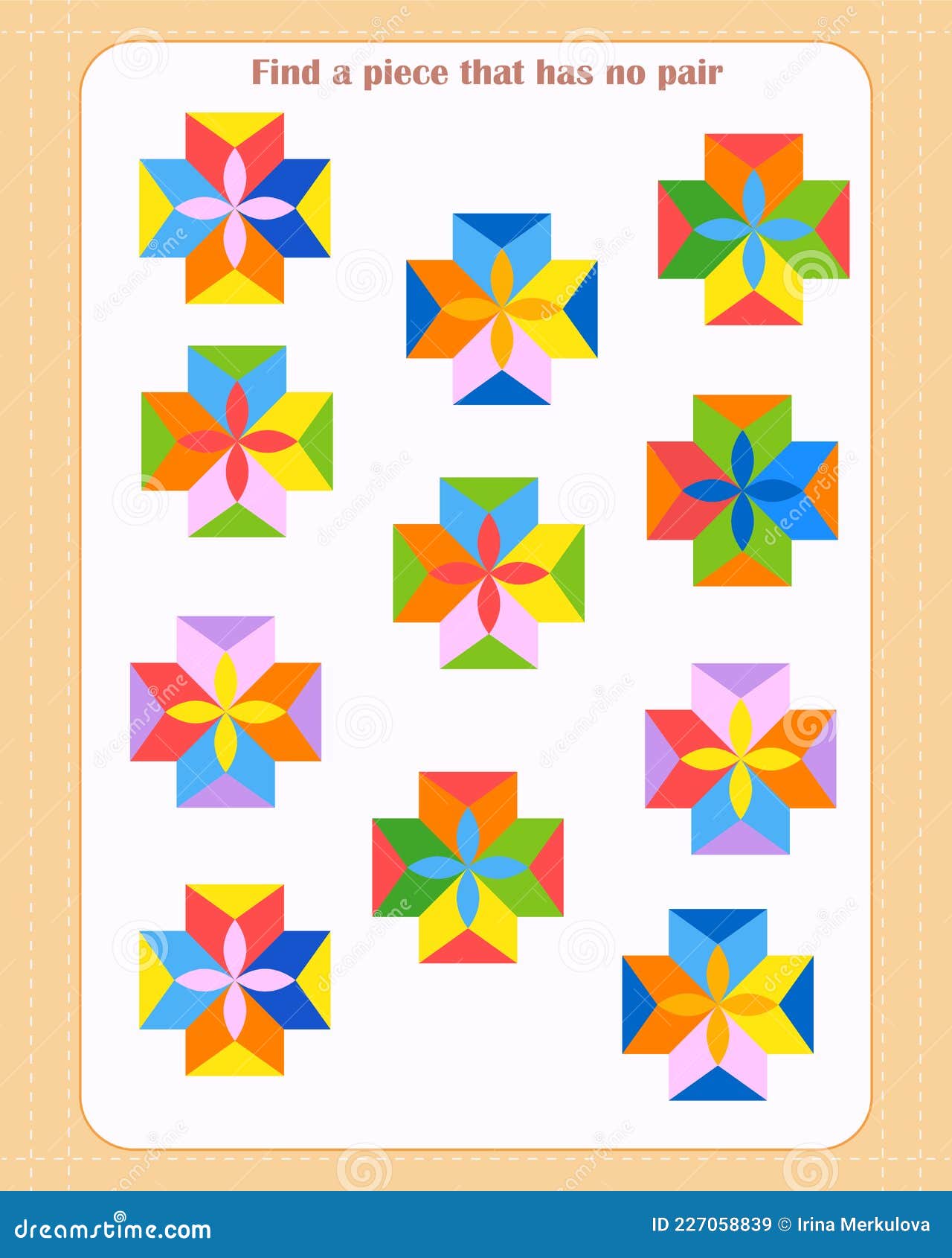 Logic Game for Children. Find Which Shape is Unpaired Stock Vector ...