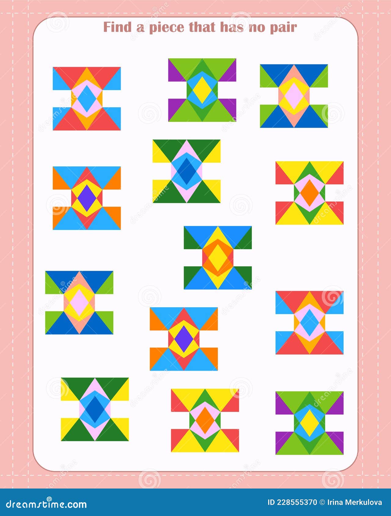 Logic Game for Children. Find Which Shape is Unpaired Stock Vector ...