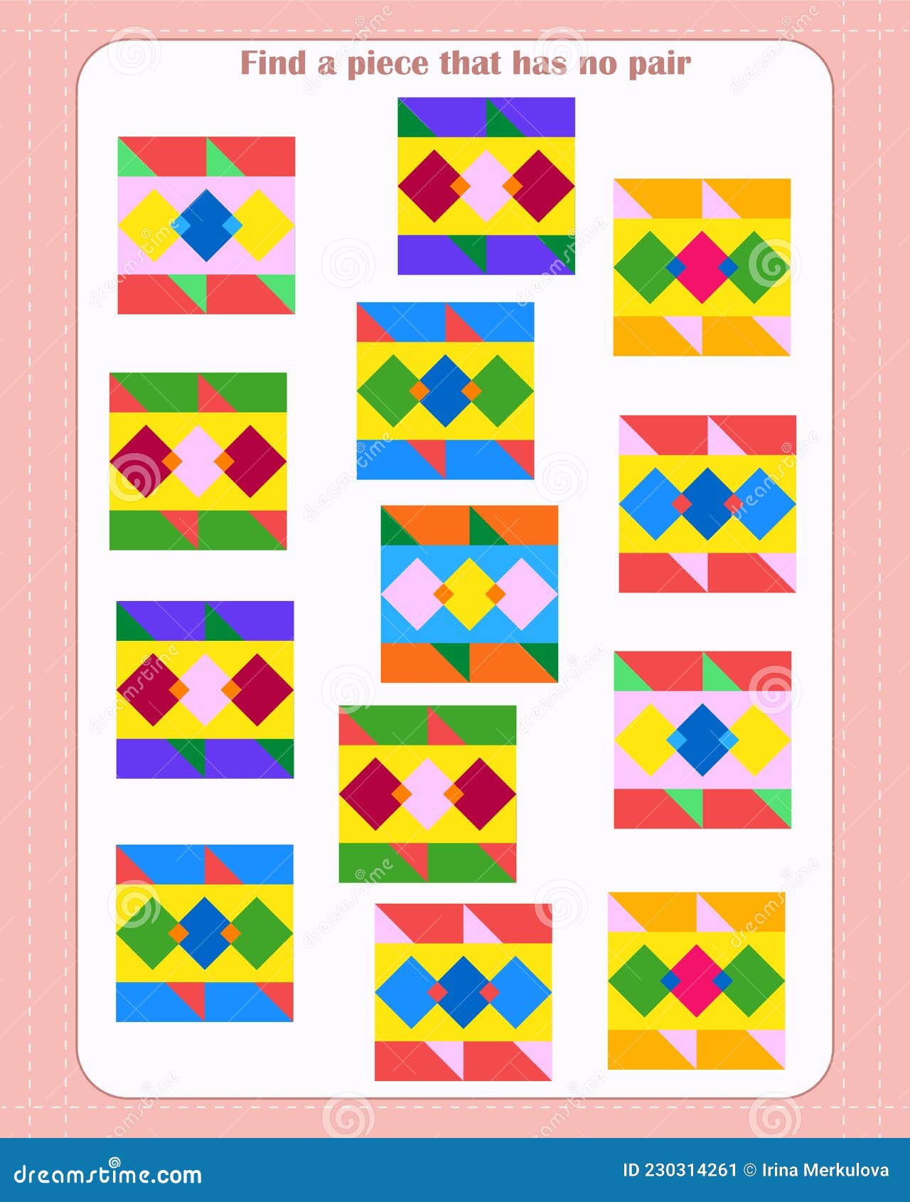 Logic Game for Children. Find Which Shape is Unpaired Stock Vector ...