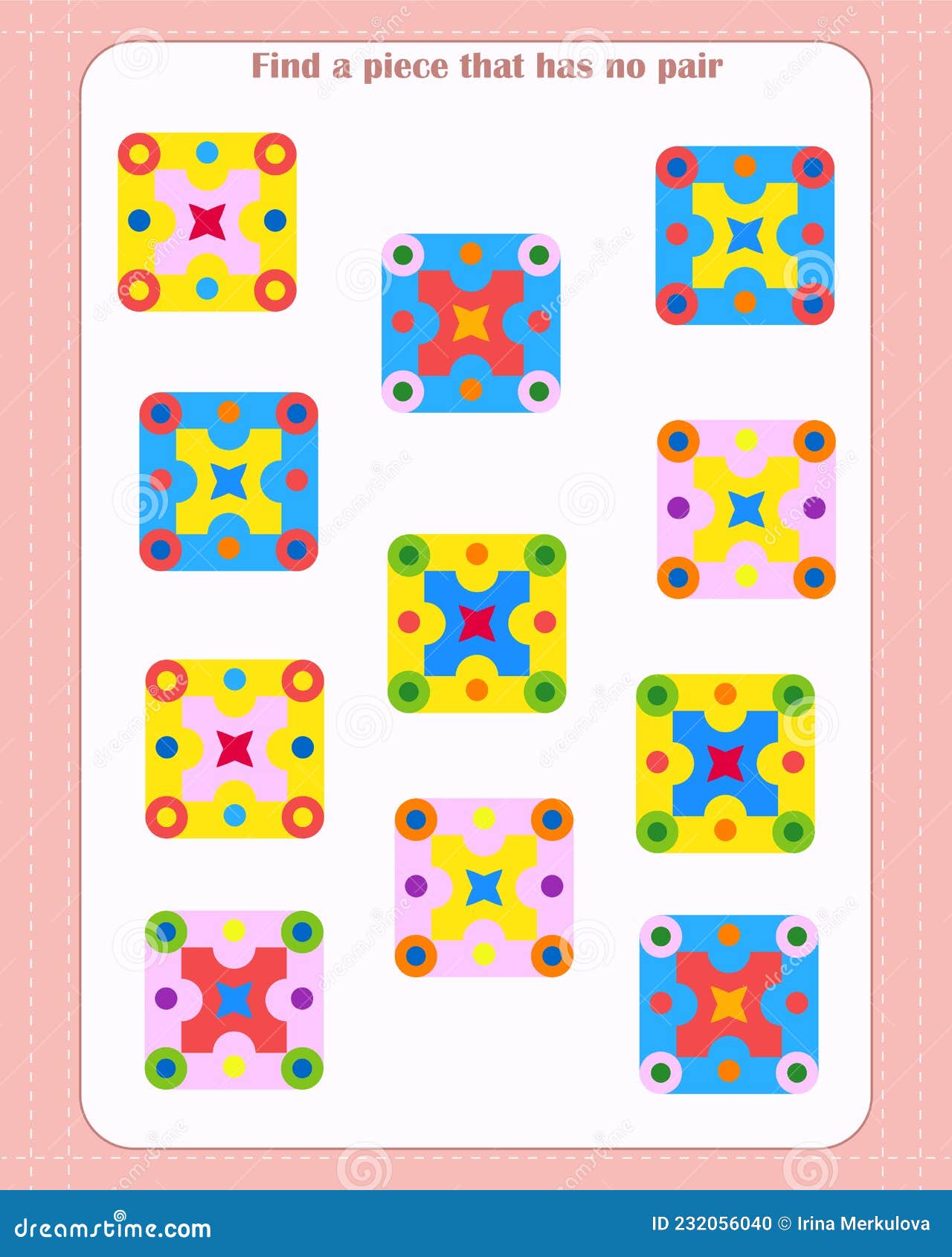 Logic Game for Children. Find Which Shape is Unpaired Stock Vector ...