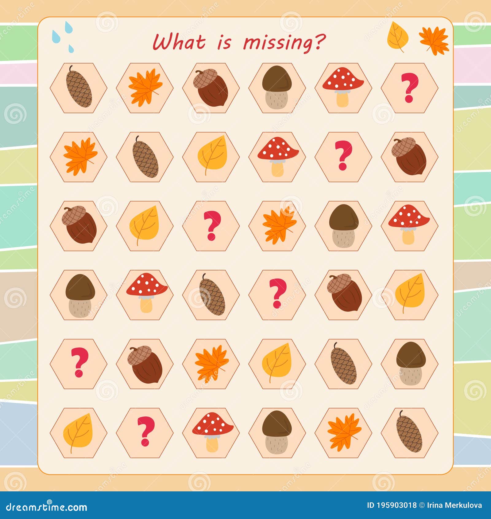 Logic Game for Children. Guess What`s Missing in Each Row Stock ...