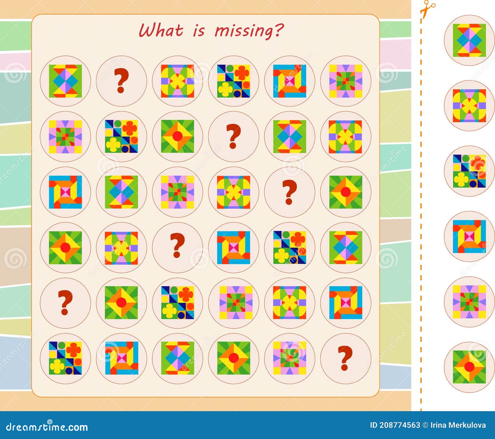 Logic Game for Children. Guess What S Missing on Every Line Stock ...