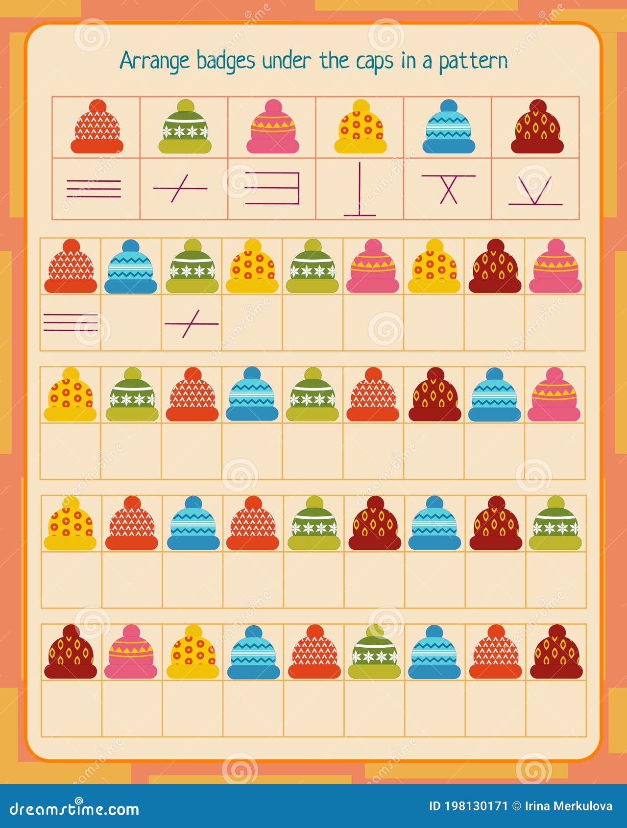 Logic Game for Children. Hats Stock Vector - Illustration of page ...