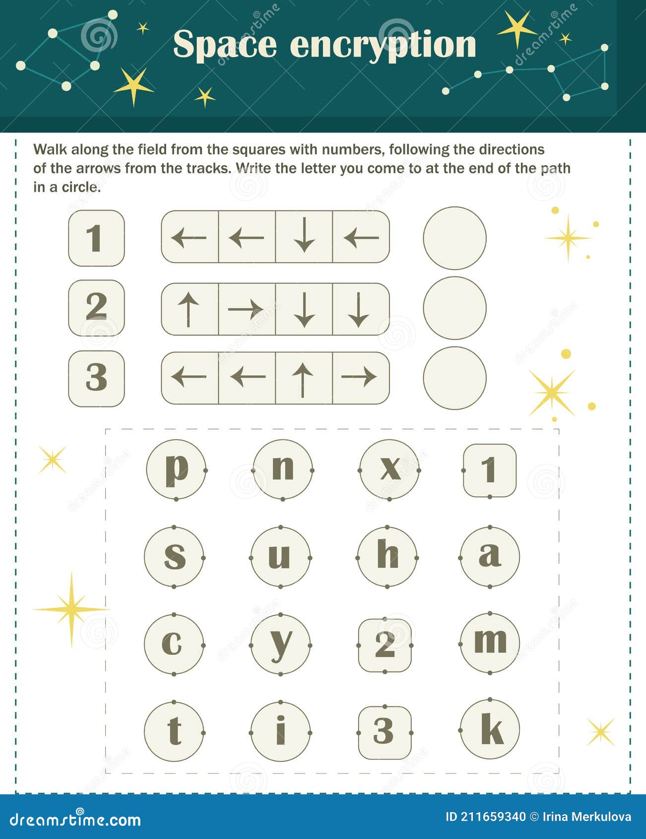 Logic Game for Children. Space Encryption Stock Vector - Illustration ...