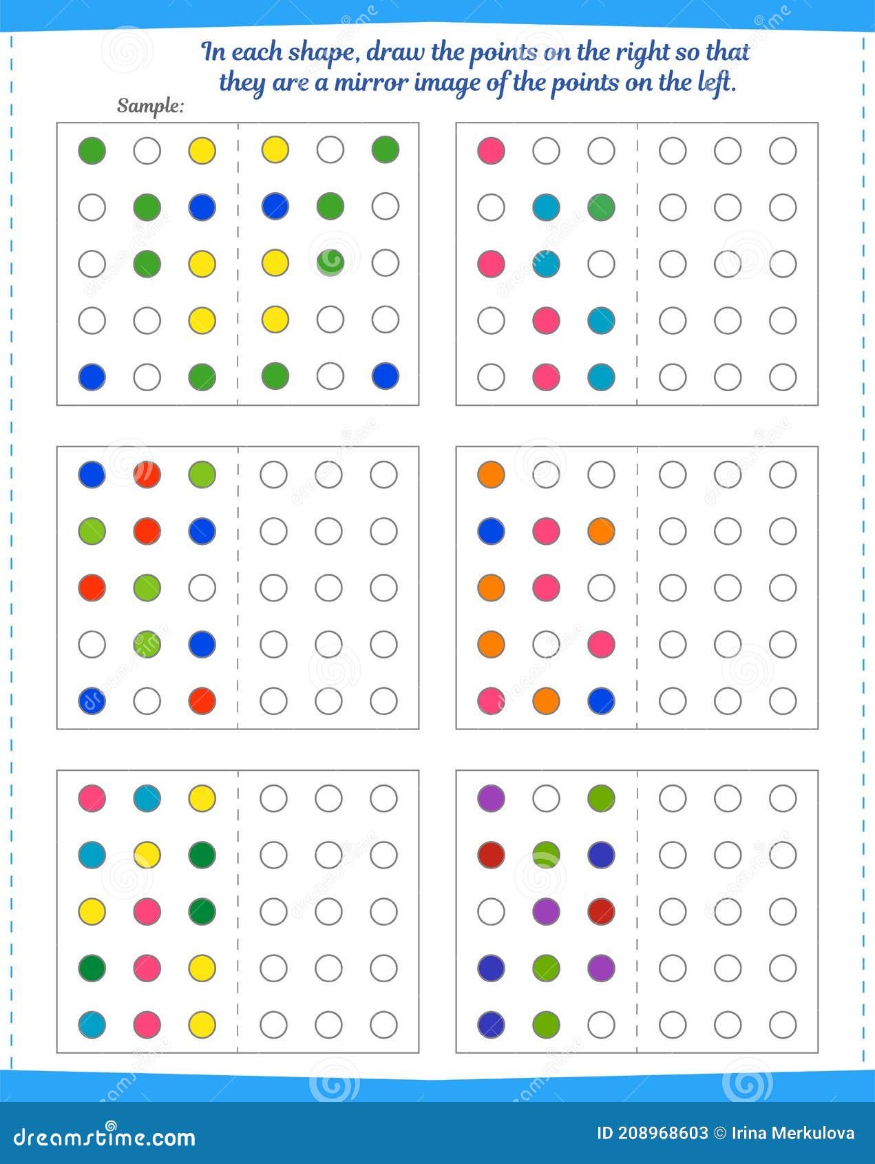 Logic Game for Children. Tutorial: in Each Pattern Color the Dots on ...