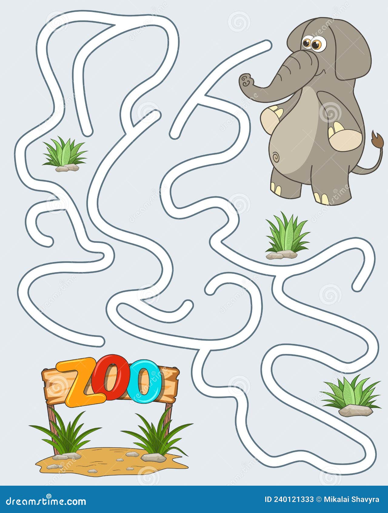 Logic Game for Kids. Help the Elephant Find the Pathway To Zoo. Entry ...