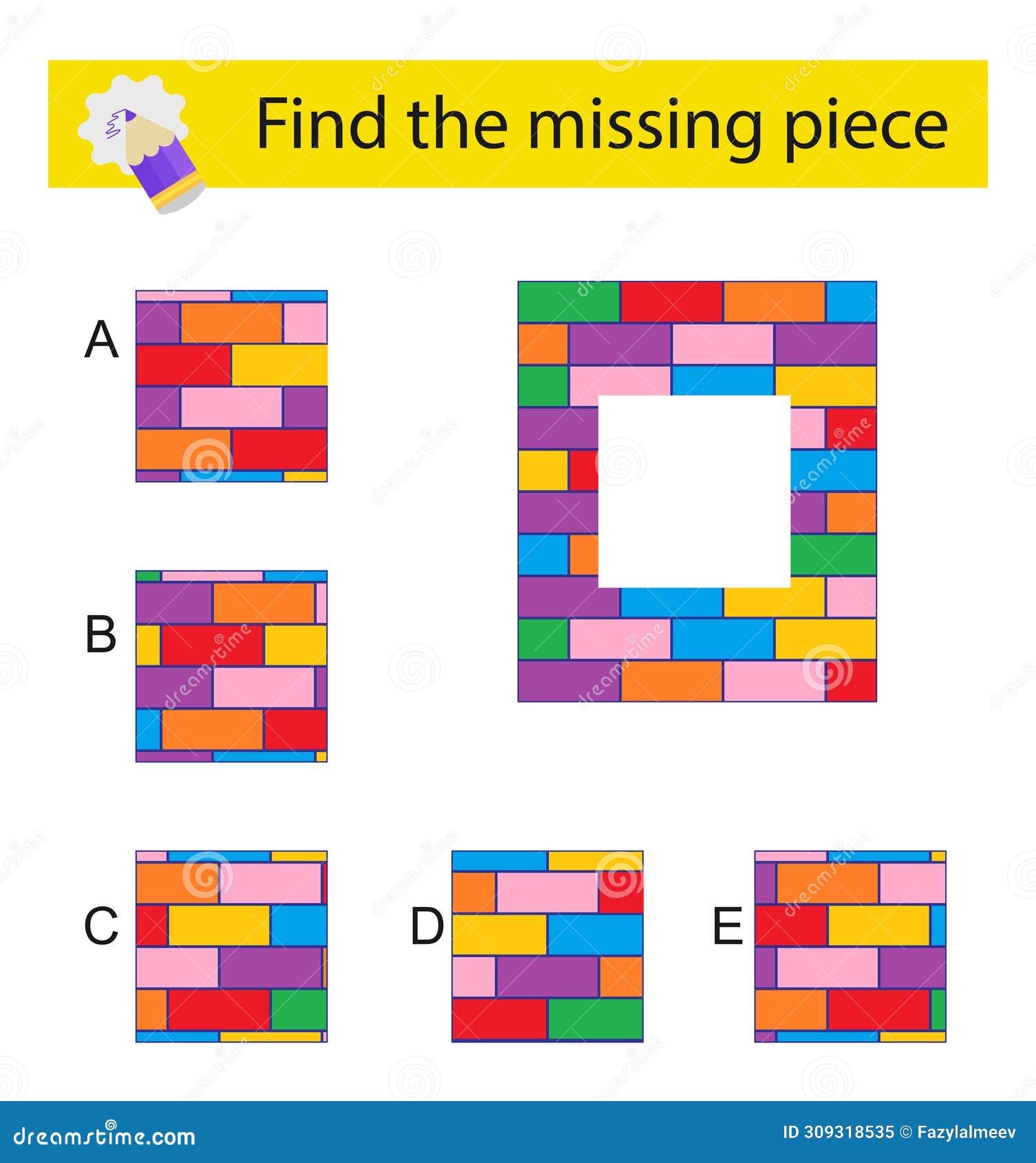 Logic Puzzle for Children. Need To Find the Missing Piece. Children ...