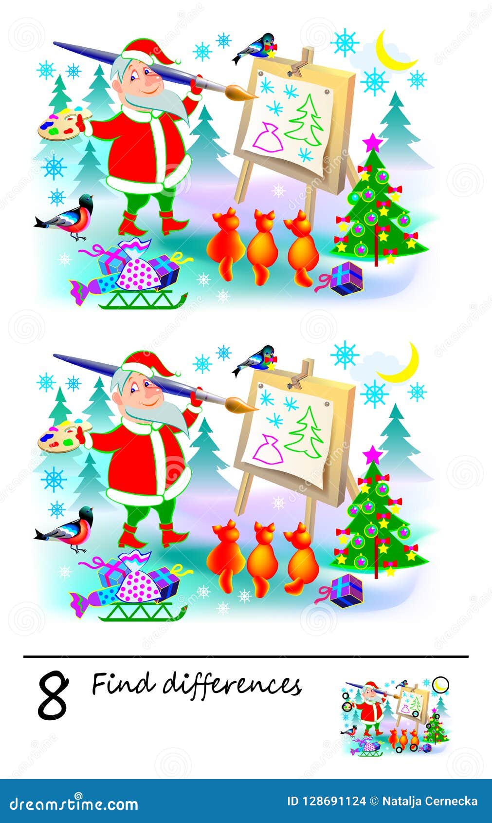 Logic Puzzle Game For Children And Adults. Need To Find 8 Differences ...