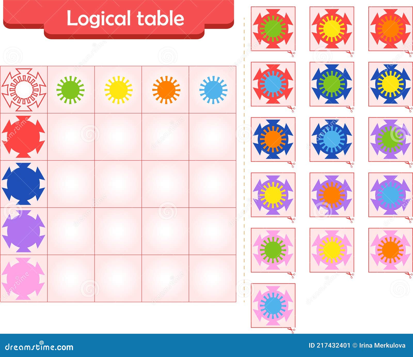 Logic Puzzle Game for Children. Fill in Empty Cells Stock Vector ...