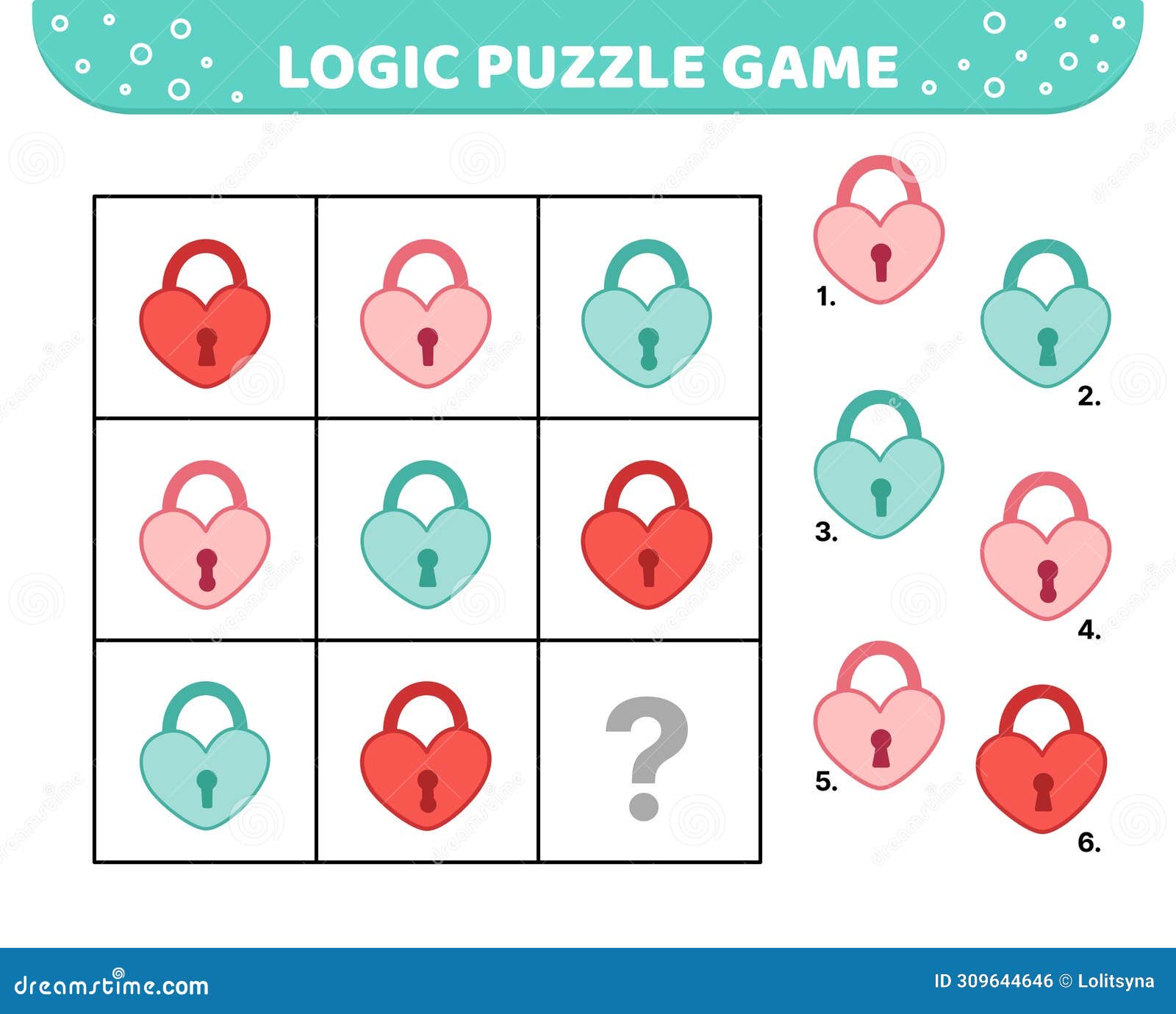 Logic Puzzle Game. Cute Locks. for Kids. Cartoon Stock Vector ...