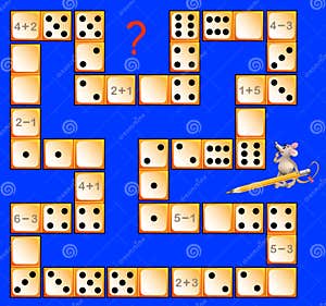 Logic Puzzle Game Dominoes Solve Examples Draw Corresponding Number 