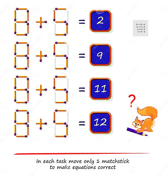 Logic Puzzle Game with Matches. in Each Task Move only 1 Matchstick To ...