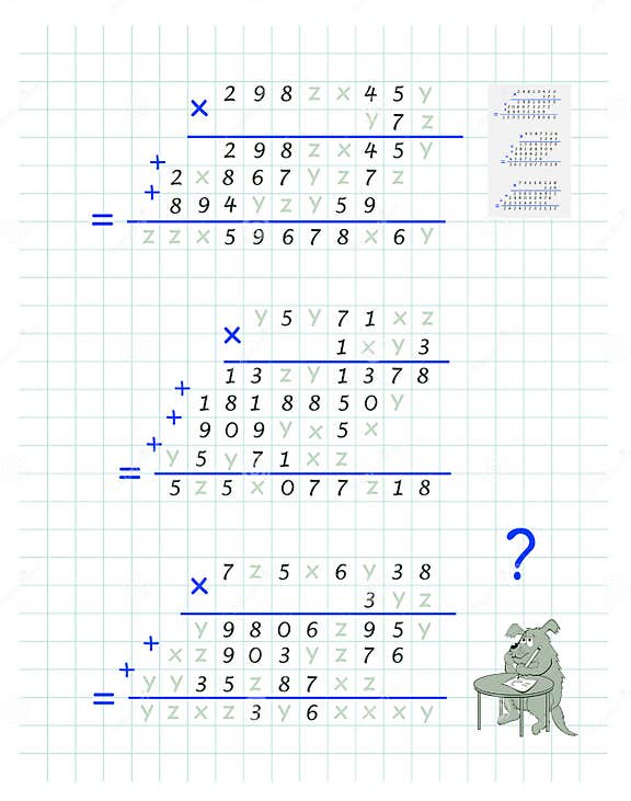 Logic Puzzle Game. Replace in Each Task Letters with Numbers and Solve Exercises for ...