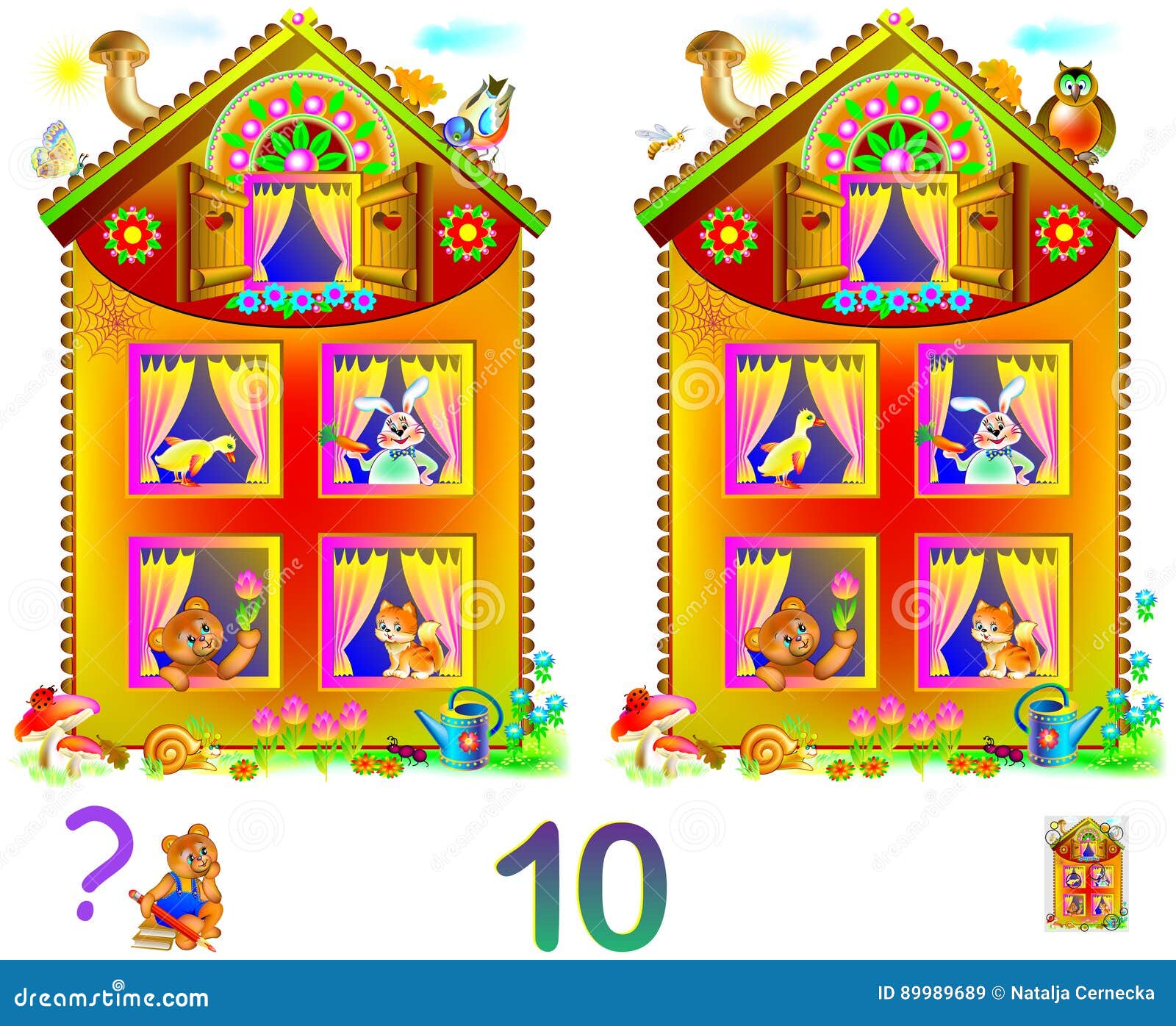 Logic Puzzle Game For Young Children. Need To Find 10 Differences ...