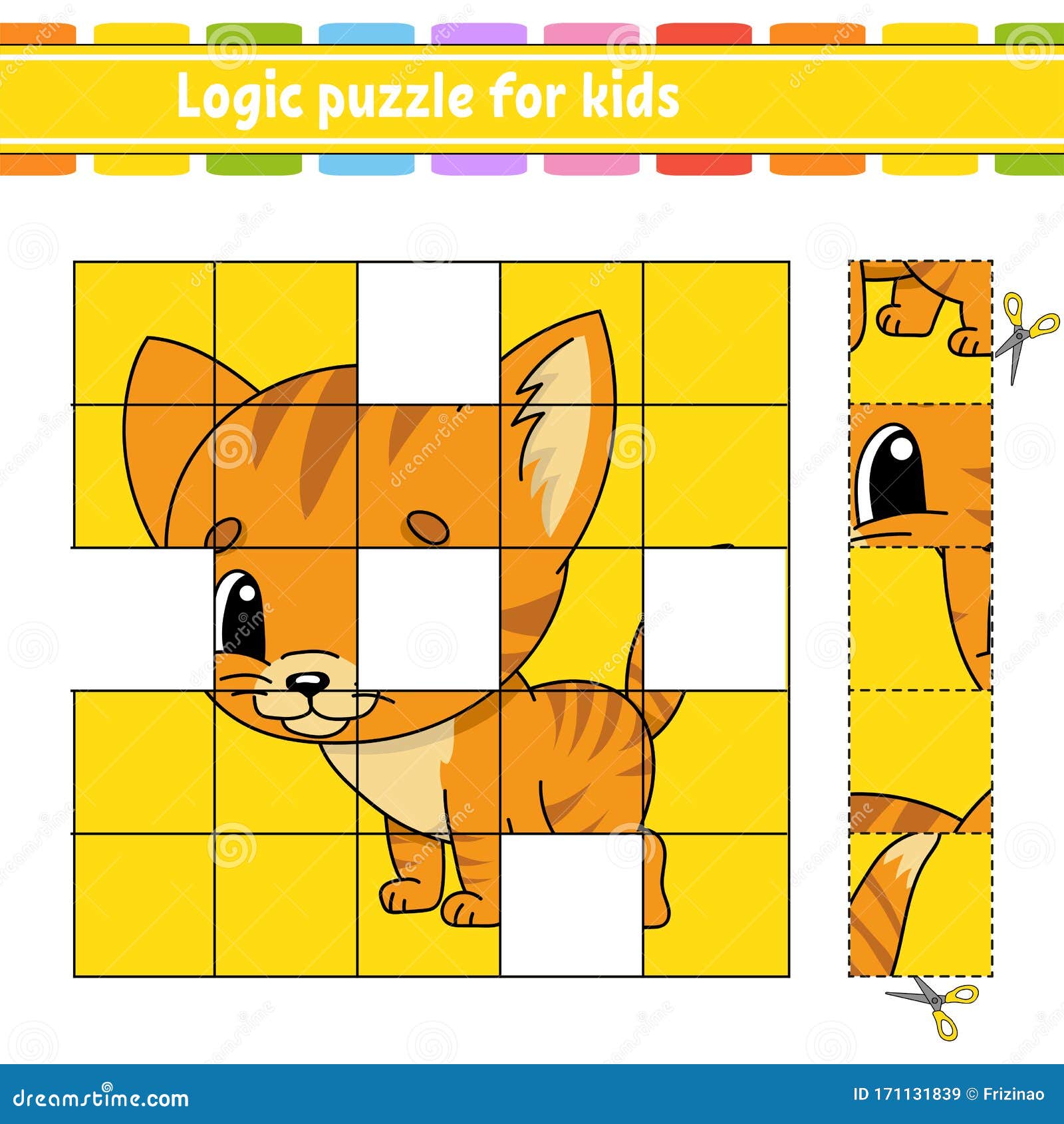Logic Puzzle for Kids. Cat Animal. Education Developing Worksheet ...