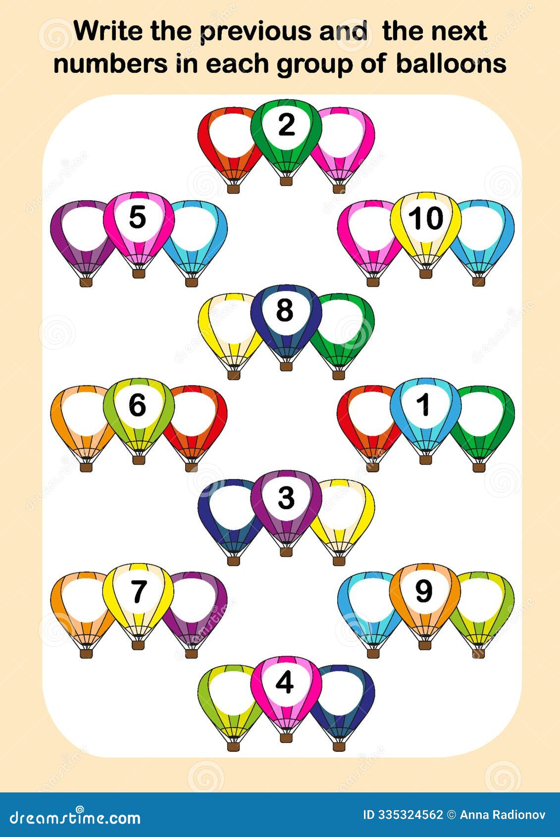Logic Tasks for Children. ?athematics. Numbers. Balloons Stock Vector ...