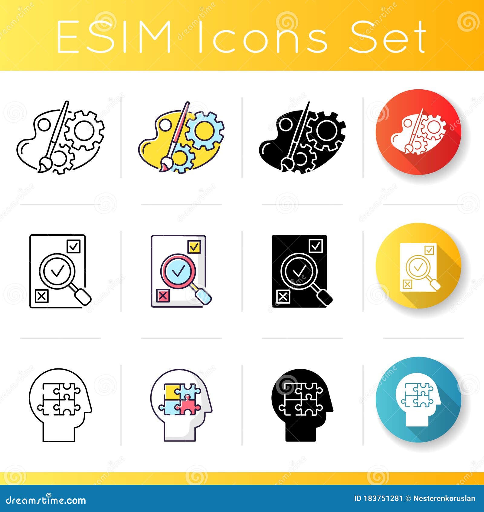 Logical mind icons set stock vector. Illustration of design - 183751281