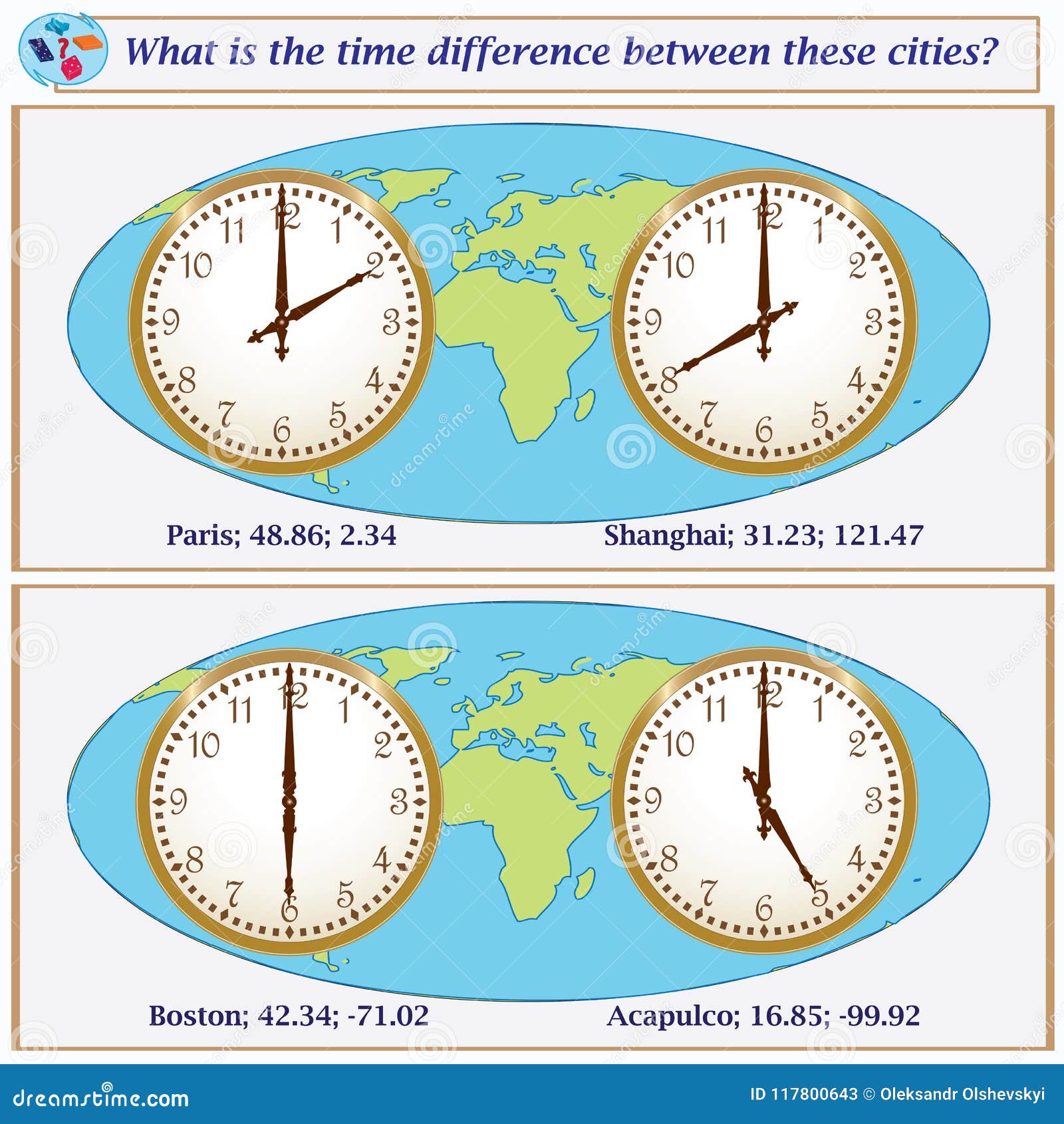 Logical Task. What is the Time Difference between these Cities? Stock ...