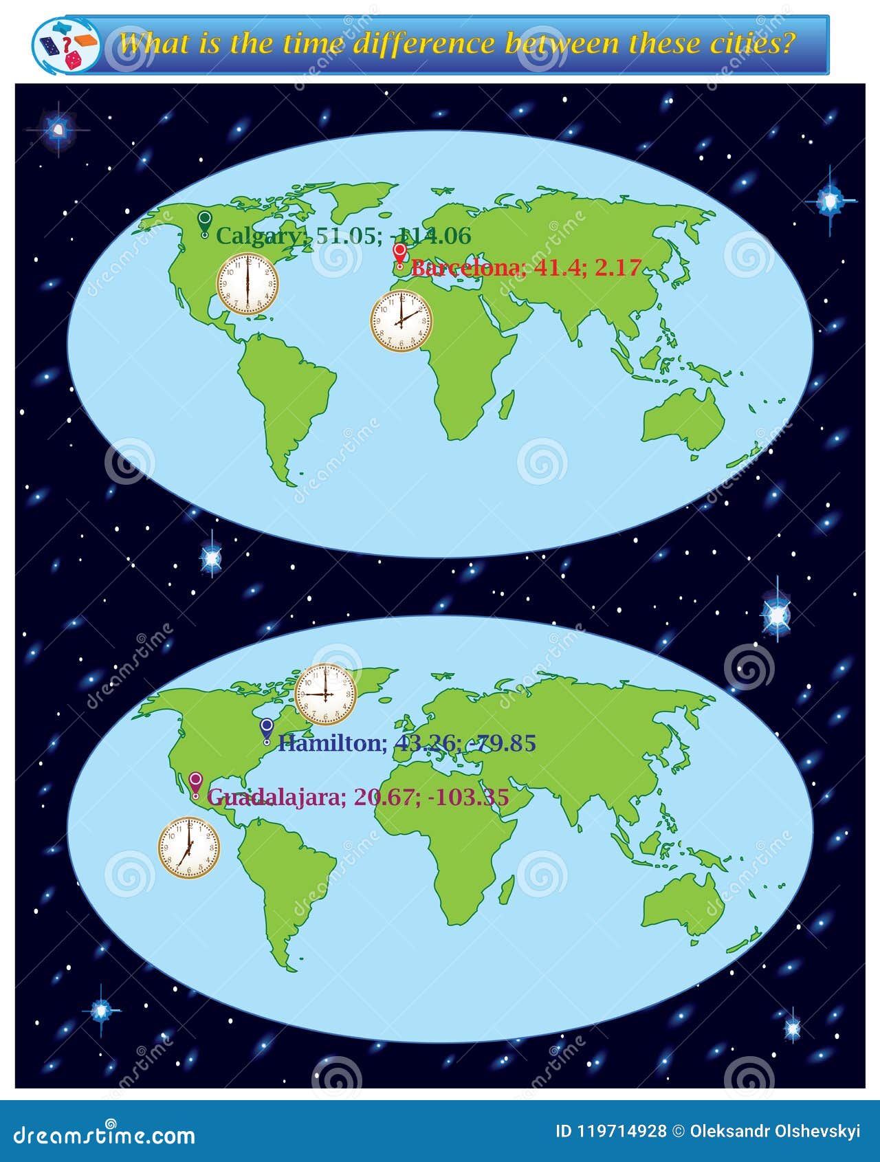 Logical Task. What is the Time Difference between these Cities? Stock ...