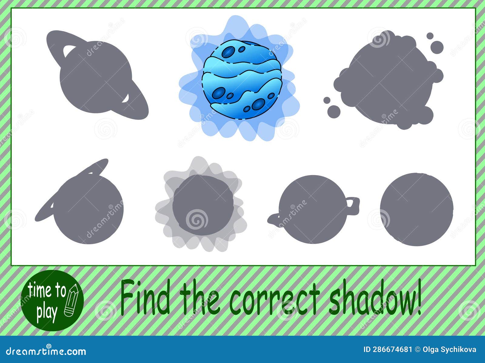 Logical Tasks. Find the Right Shadow from the Planet Stock Illustration ...