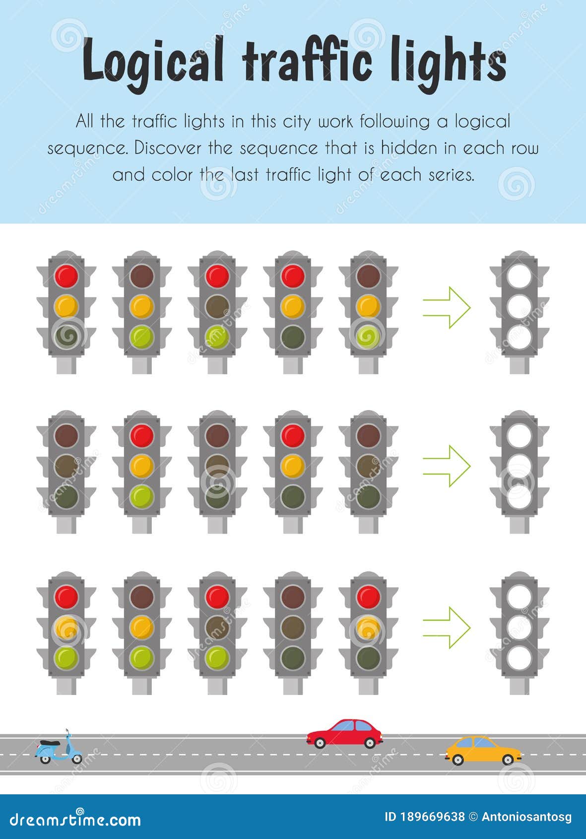 Logical Traffic Lights Educational Sheet. Primary Module For Logic ...