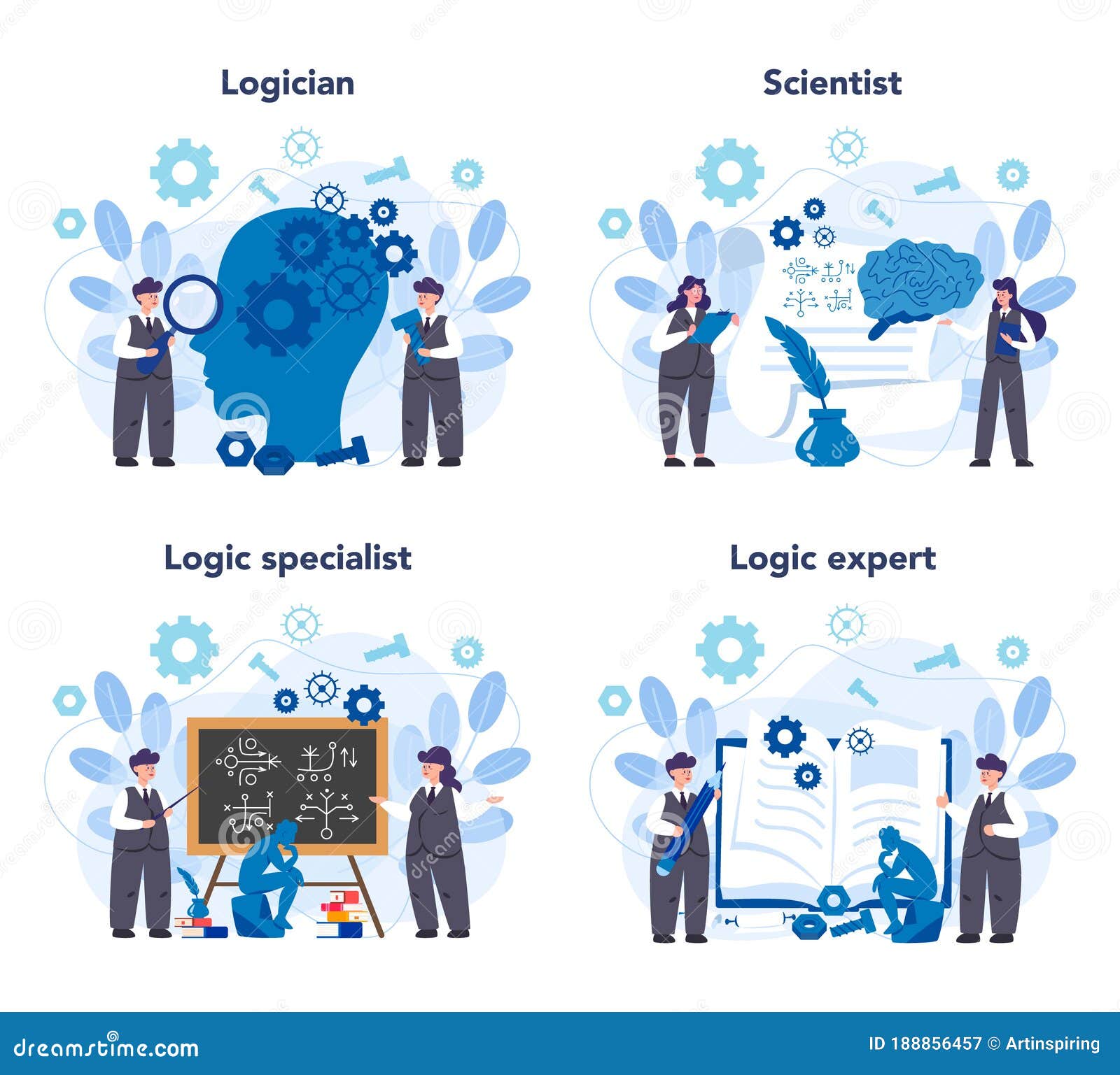 Logician Concept Set. Scientist Systematicly Study Of The Forms Cartoon ...