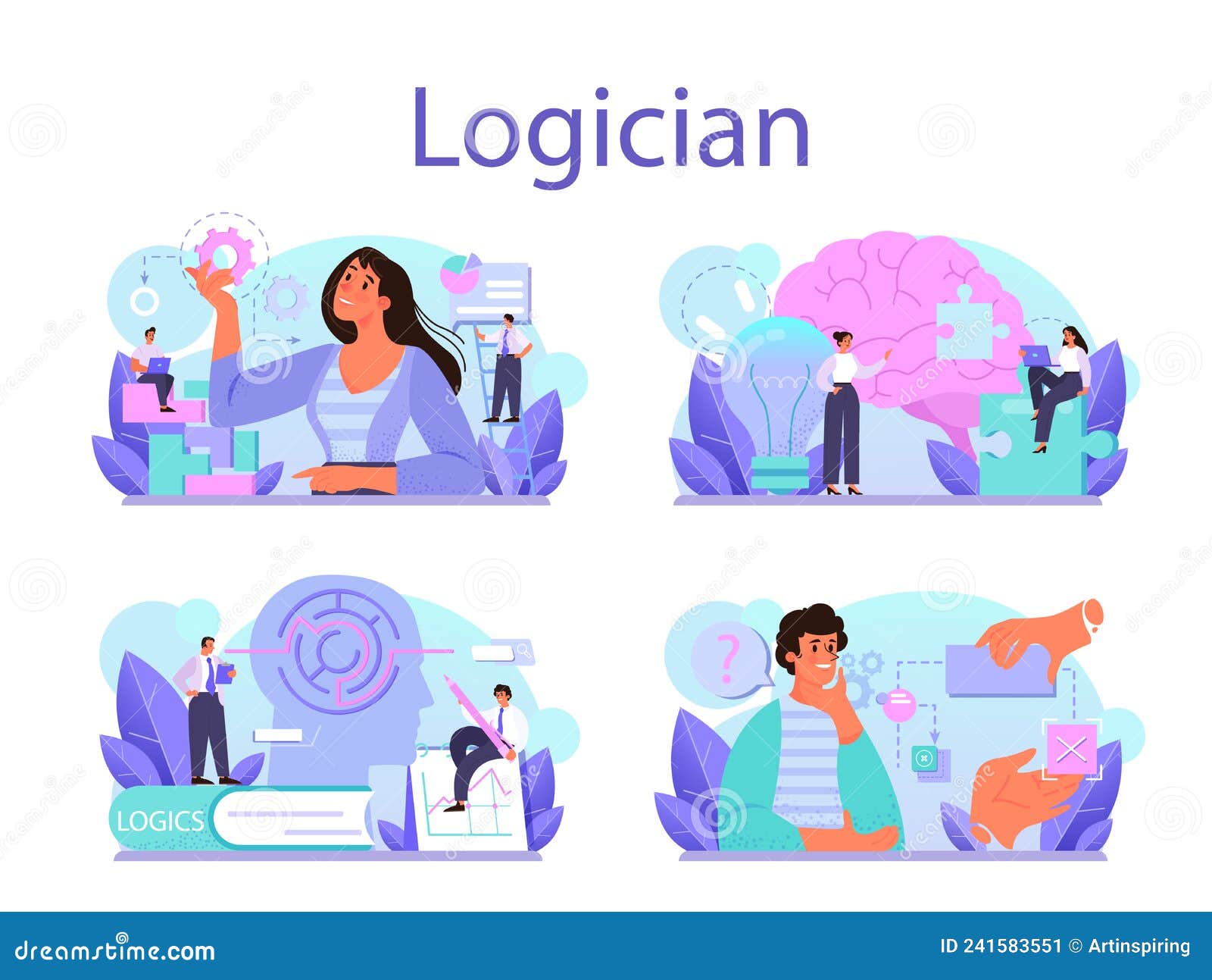 Logician Concept Set. Scientist Systematicly Study Of The Forms Cartoon ...
