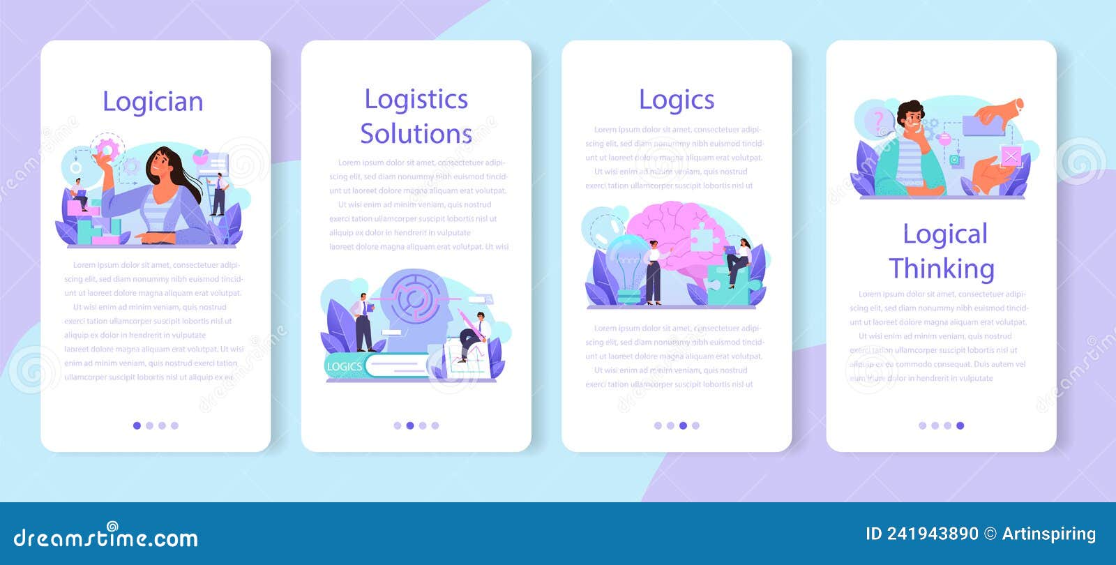 Logician Mobile Application Banner Set. Scientist Systematicly Studying ...