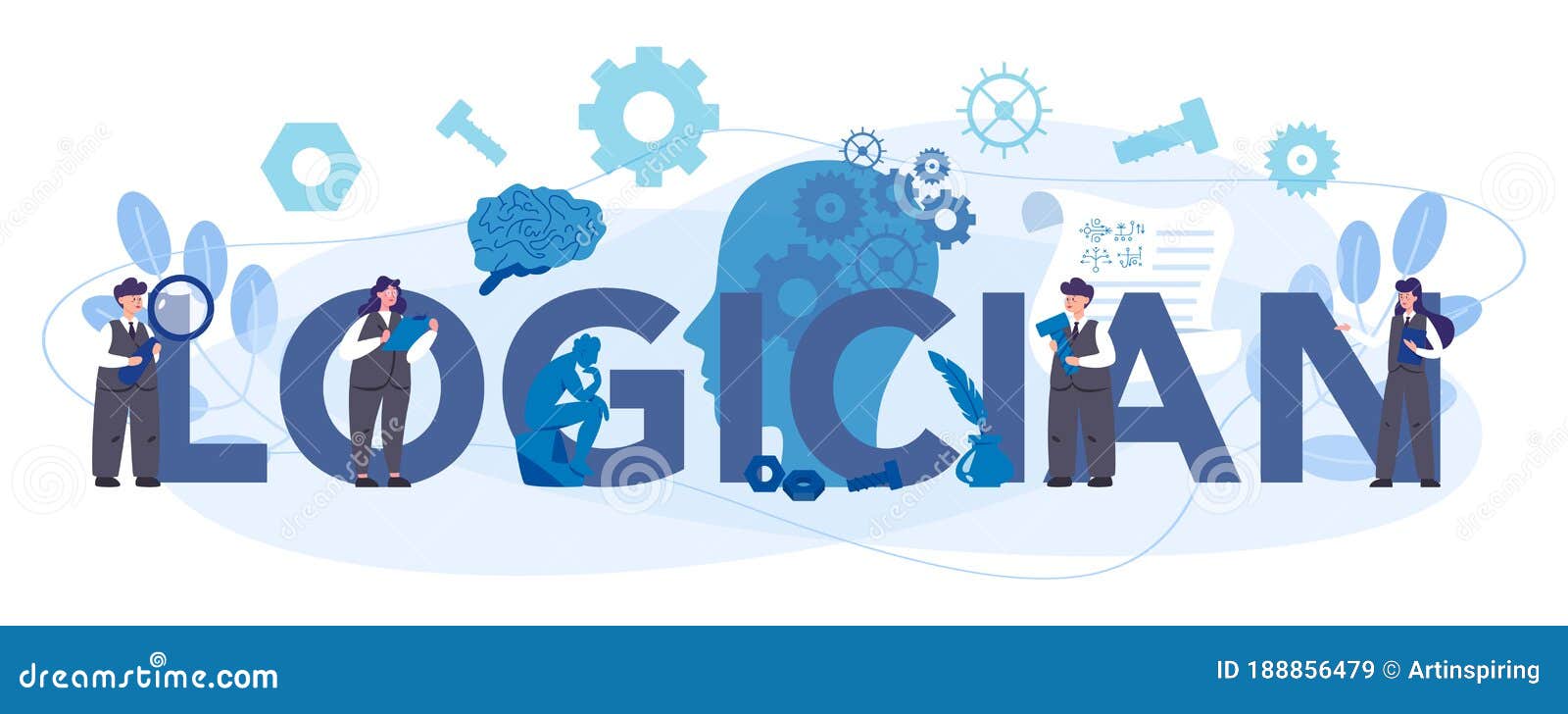 Logician Typographic Header Concept. Scientist Systematicly Study Stock ...