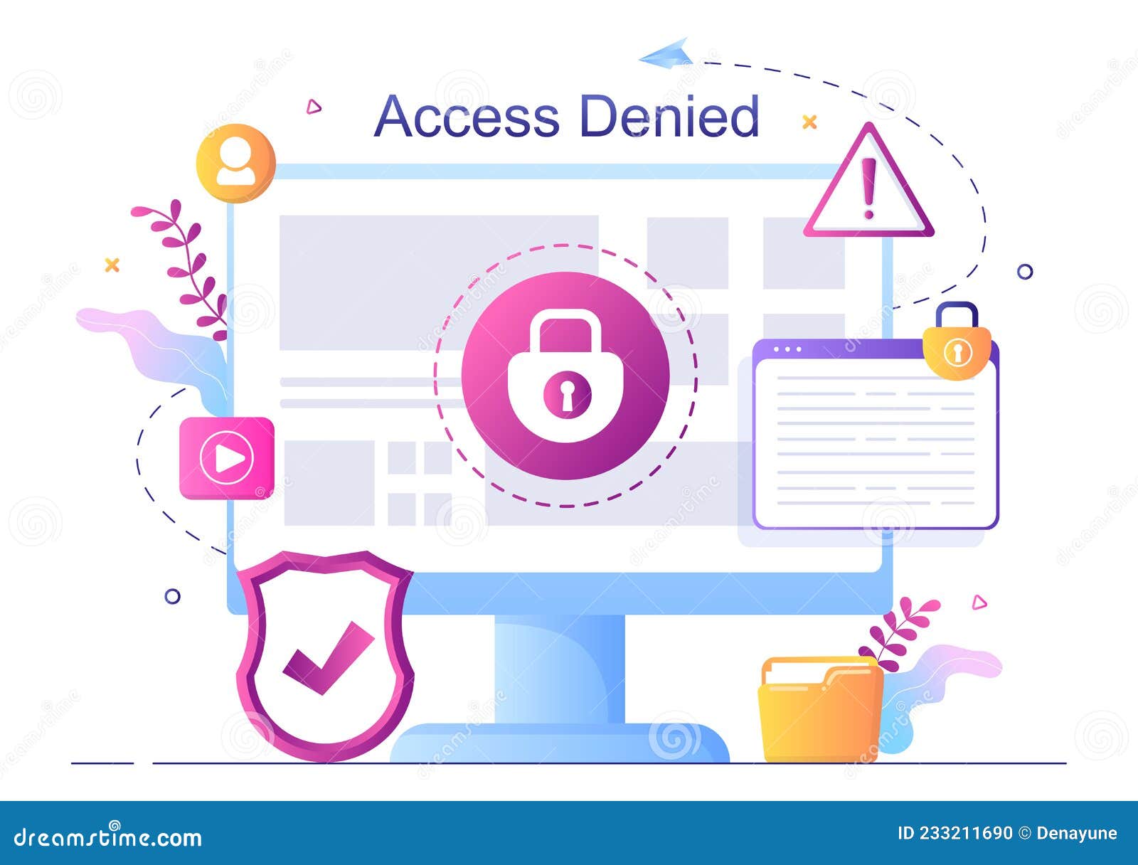 Login Access Denied Vector Illustration. System Refuses Password, Error ...