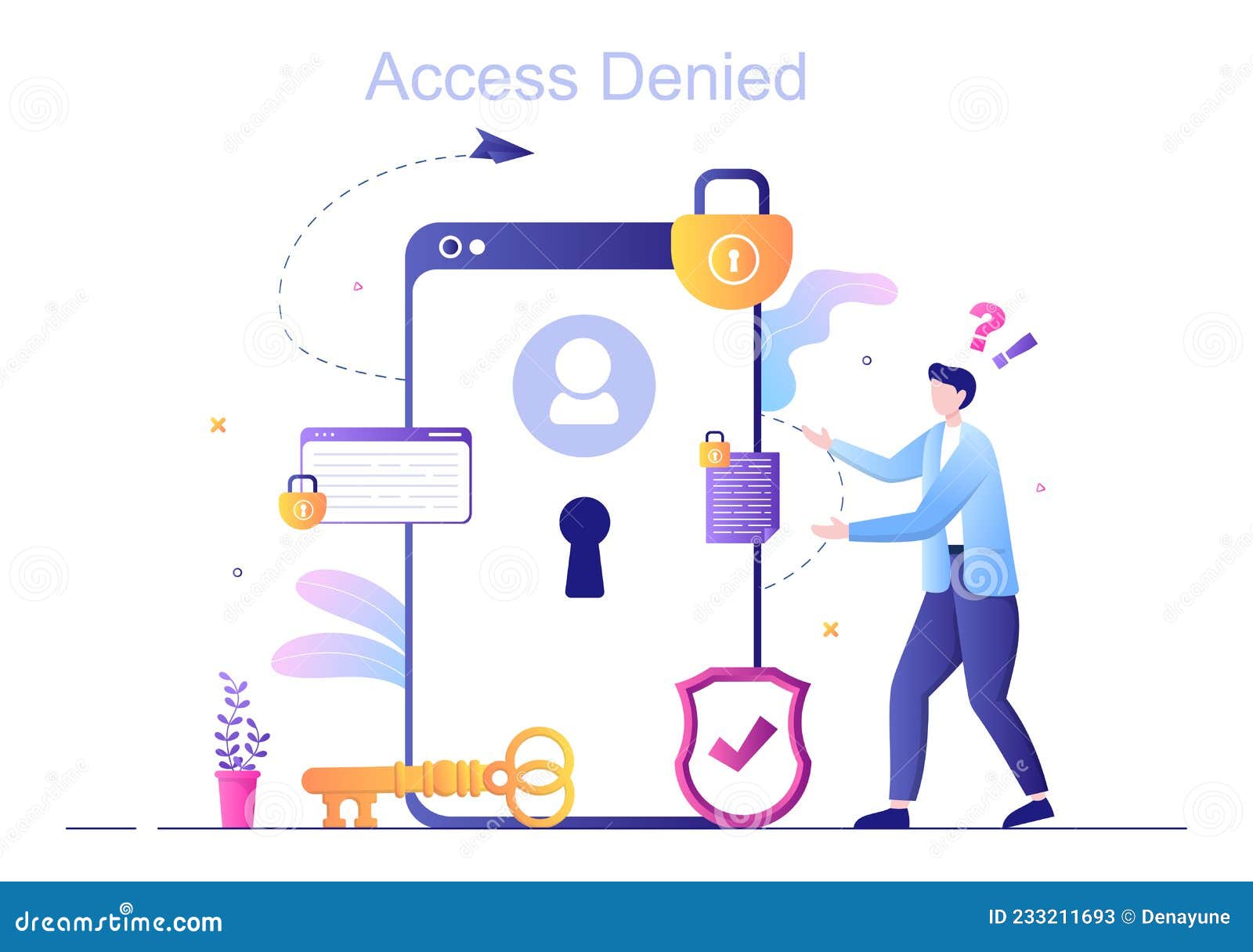 Login Access Denied Vector Illustration. System Refuses Password, Error ...