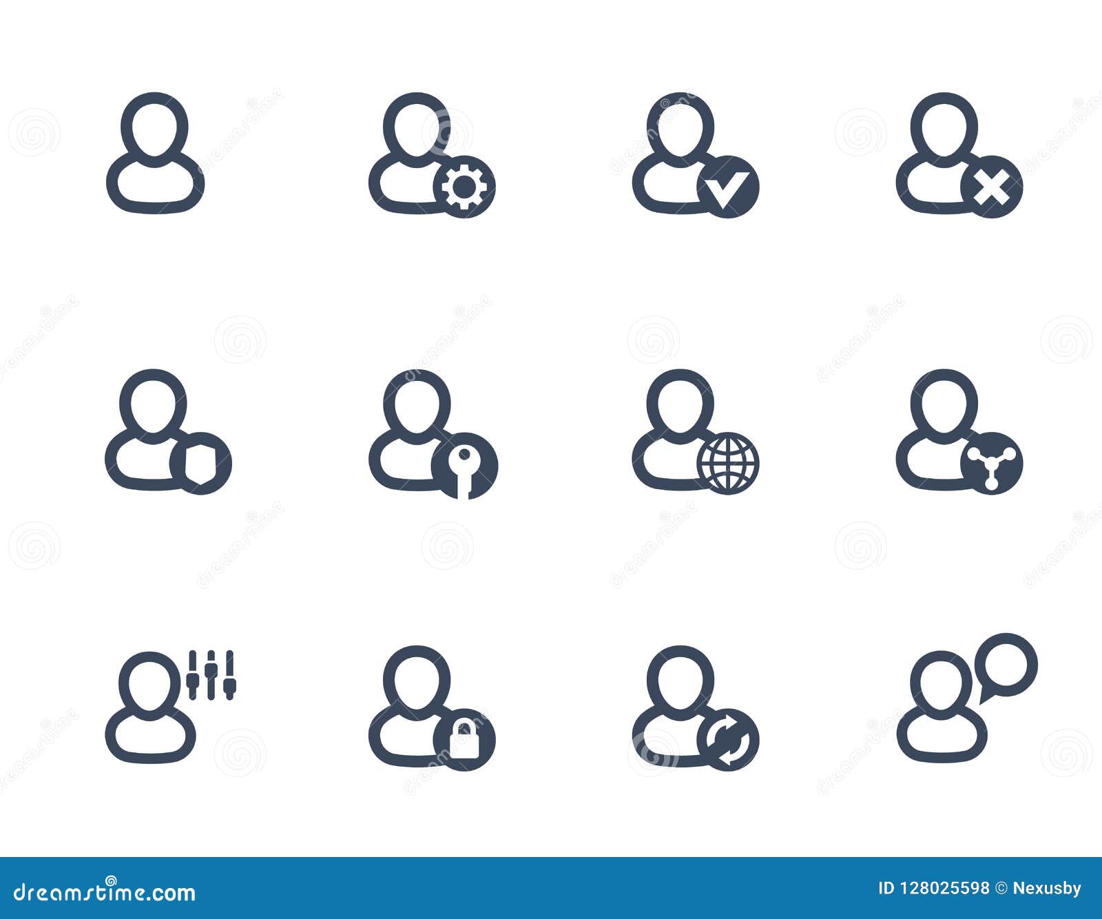 Login, Account Settings Icons Isolated on White Stock Vector ...