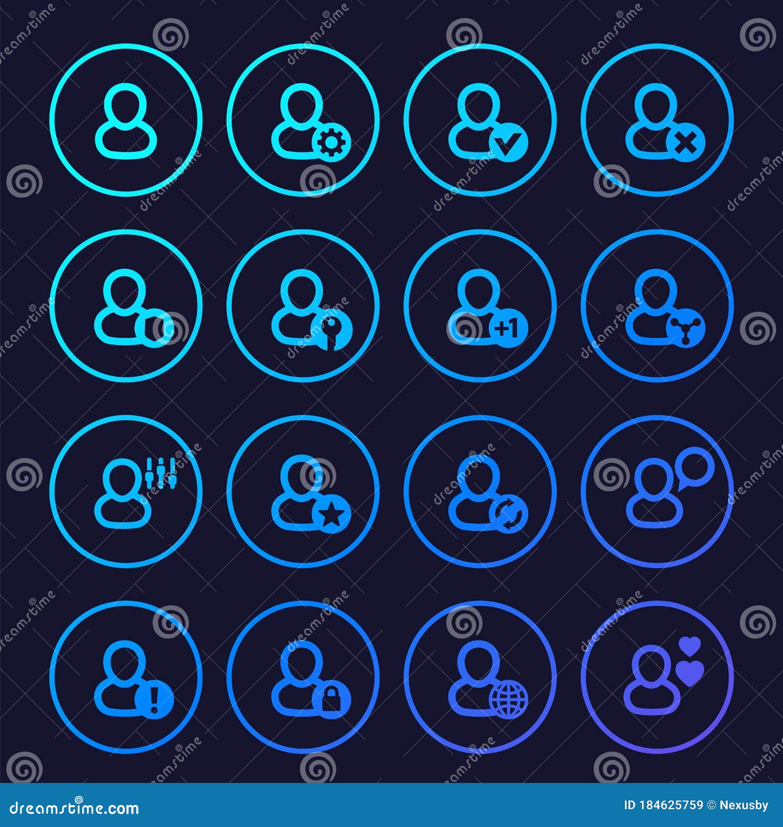 Login, Account Settings, User Icons Set Stock Vector - Illustration of ...