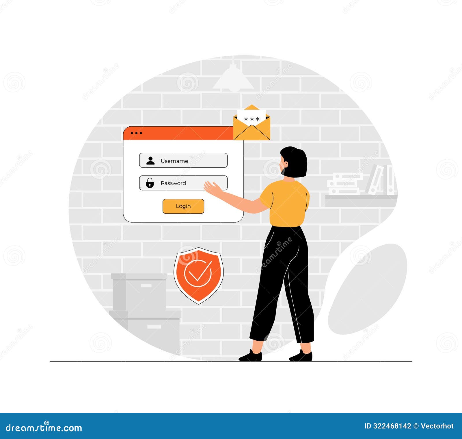 Set Of Concept Of 2FA Two-factor Authentication And Enter Password ...