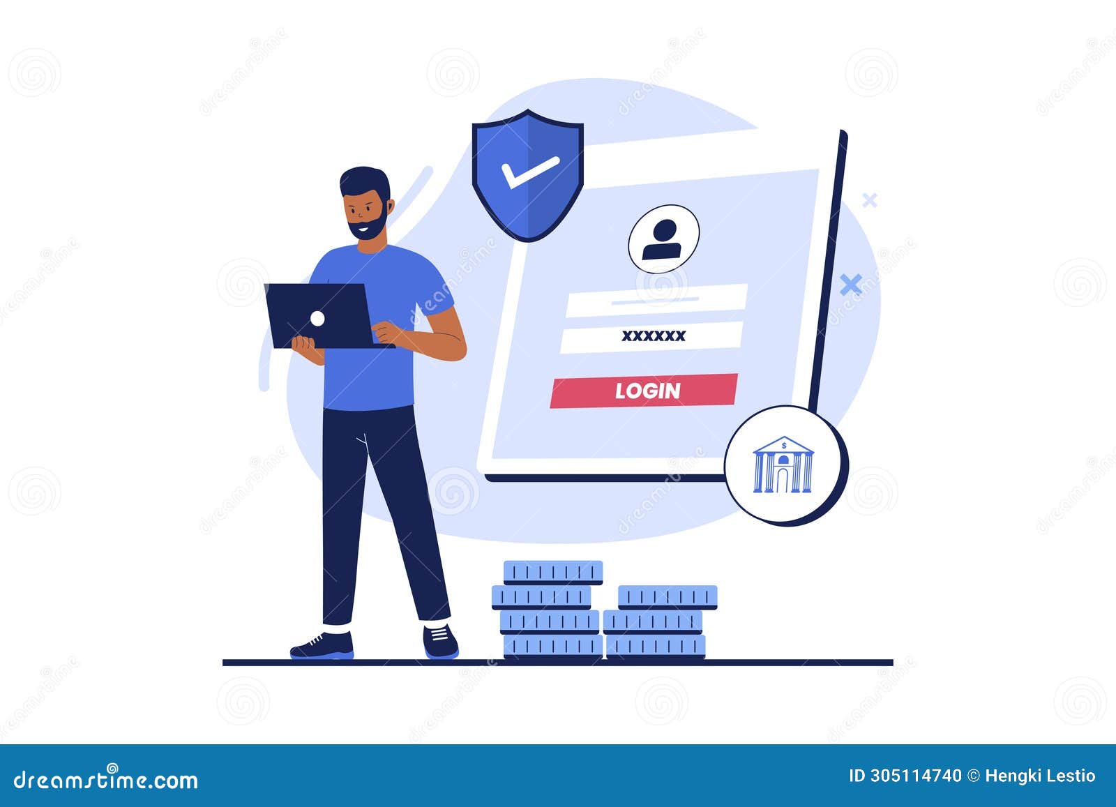 Login bank account apps stock vector. Illustration of website - 305114740