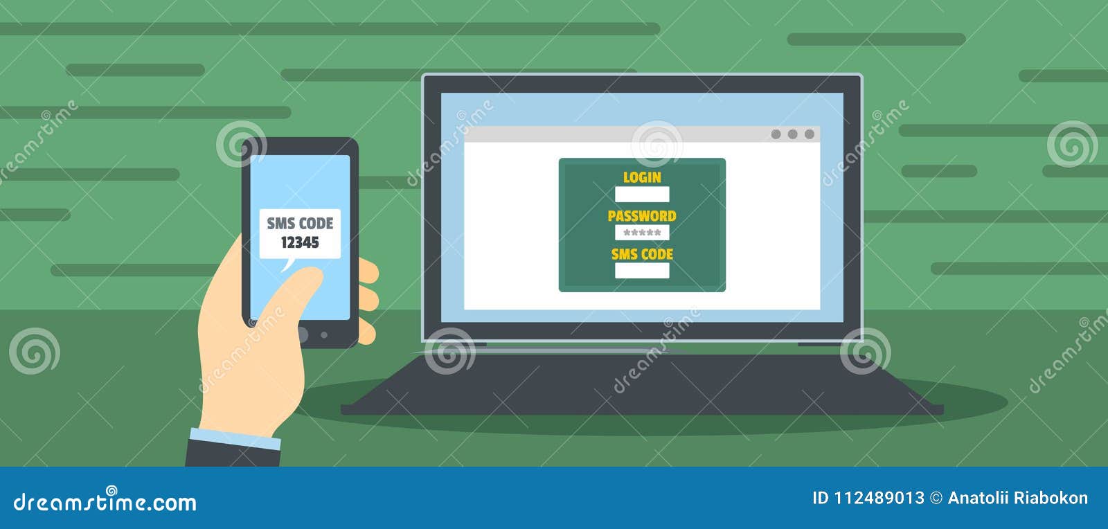 Login banner, flat style stock vector. Illustration of network - 112489013