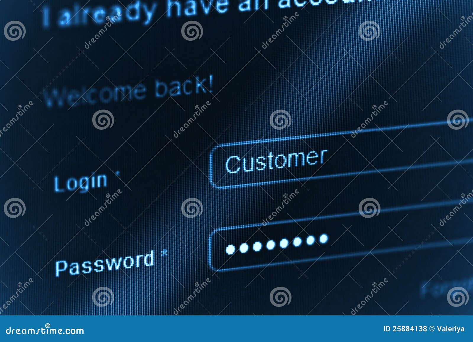 Login. Blue Computer Screen Macro Stock Photo - Image of user, crystal ...