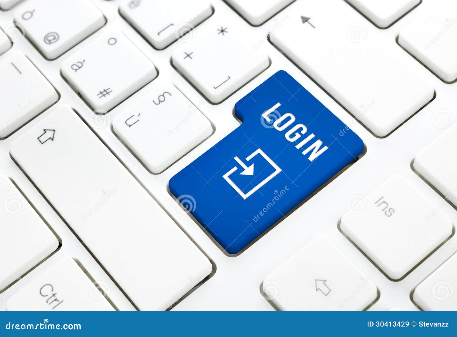 Login Business Concept, Red Enter Button or Key on White Keyboard Stock ...