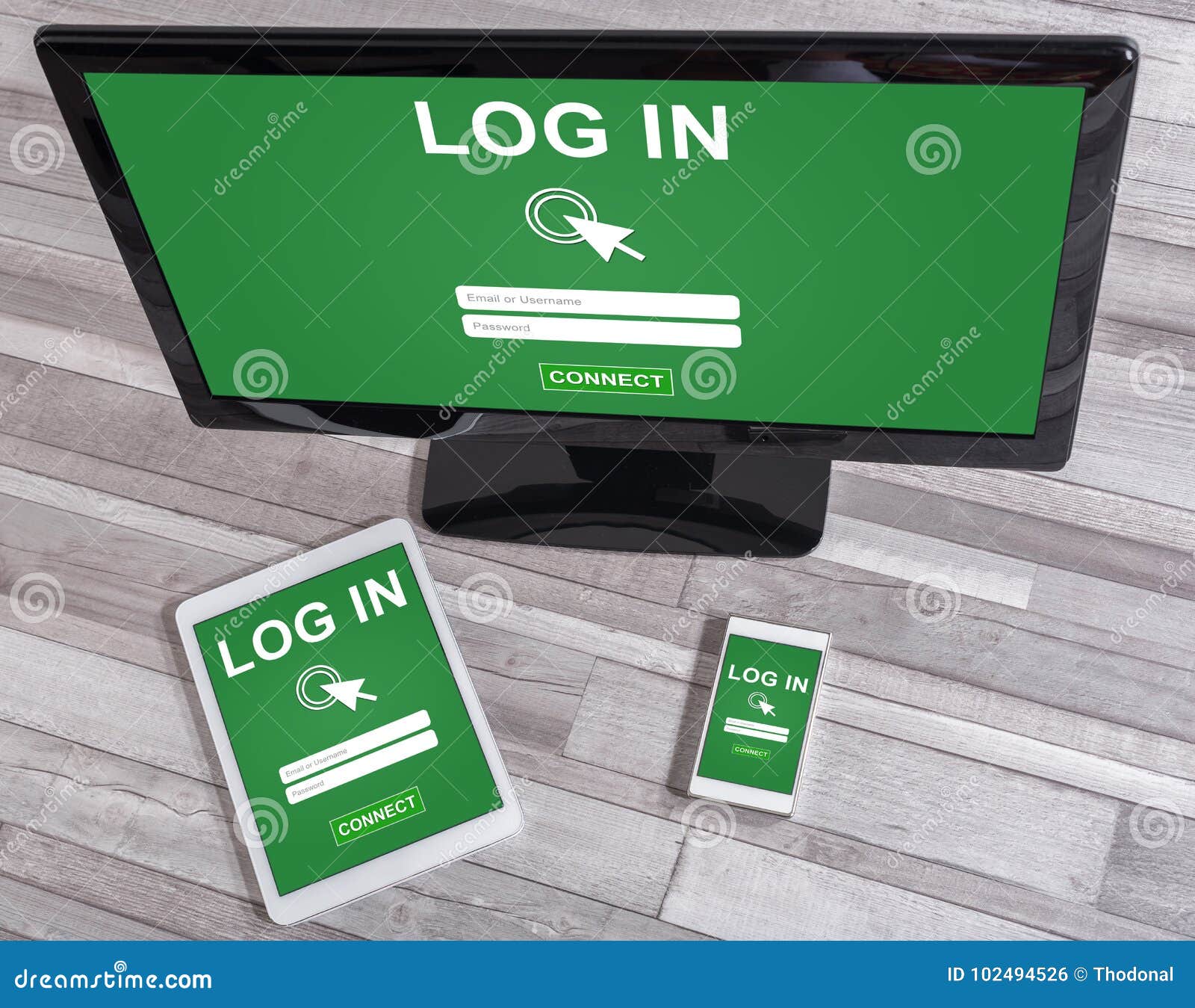 Login Concept on Different Devices Stock Photo - Image of access ...