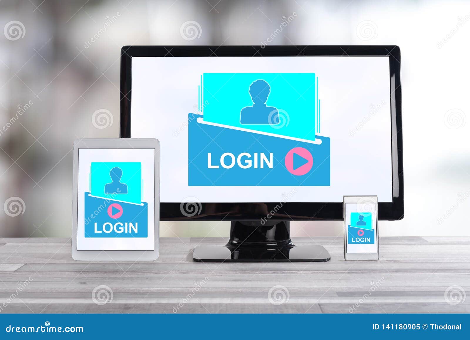 Login Concept on Different Devices Stock Image - Image of application ...